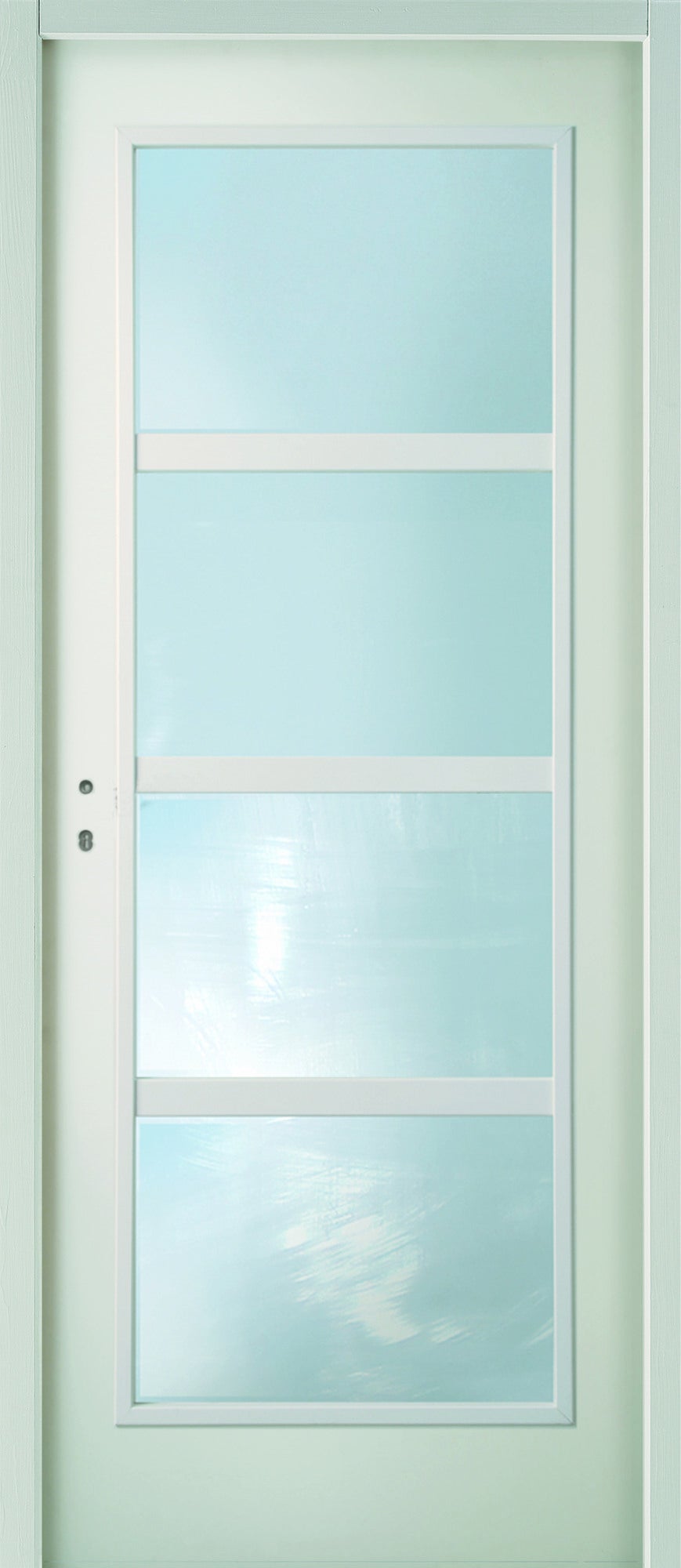 Bloc-porte Milan laqué Larg.73 cm poussant droit pleine vitrée Huiss.52 ...