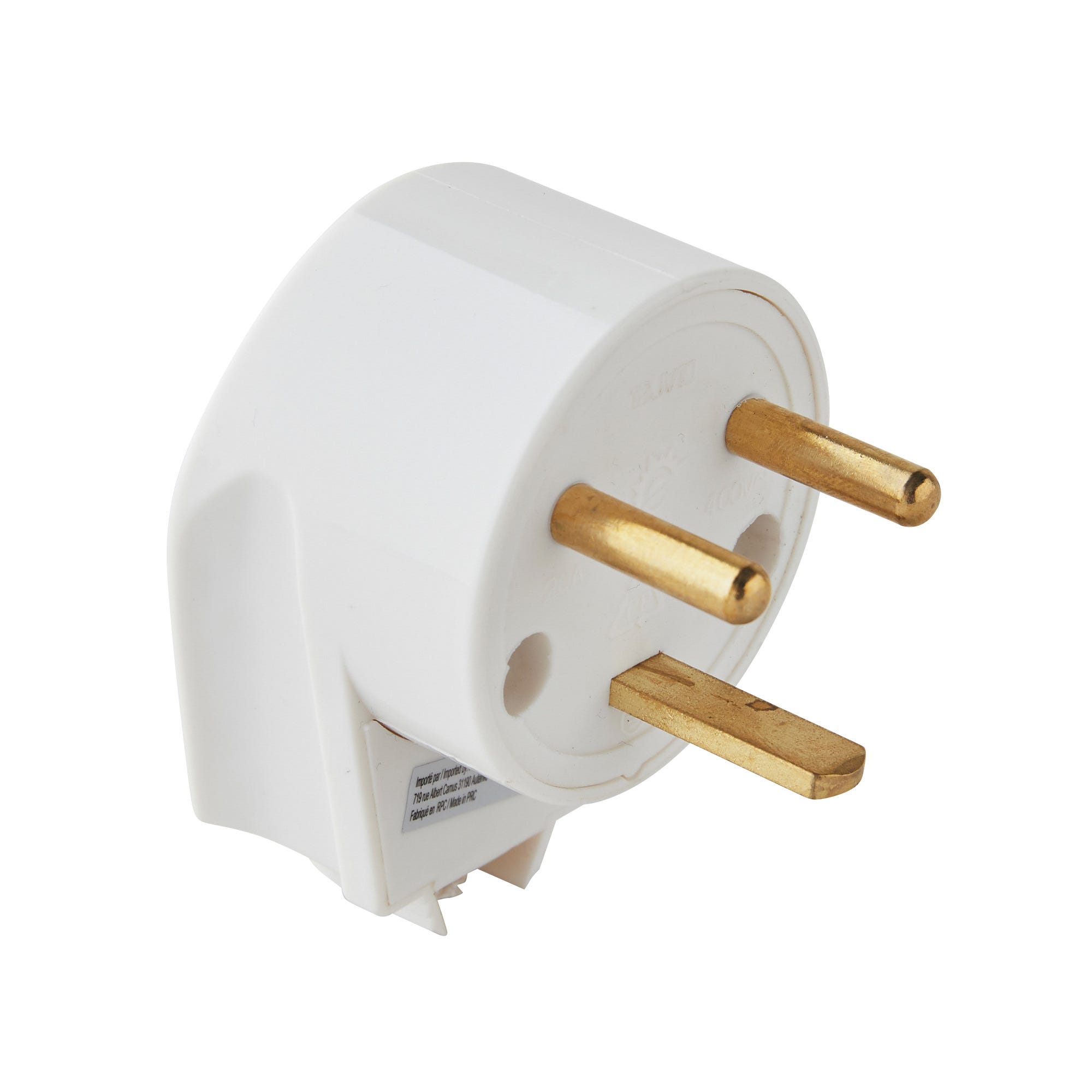Fiche mâle coudée 2P+T 20A Bricoman Fiche mâle coudée 2P+T 20A Bricoman