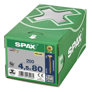 Vis spax tf yellox tx 4,5x80 fp x200 | Bricoman