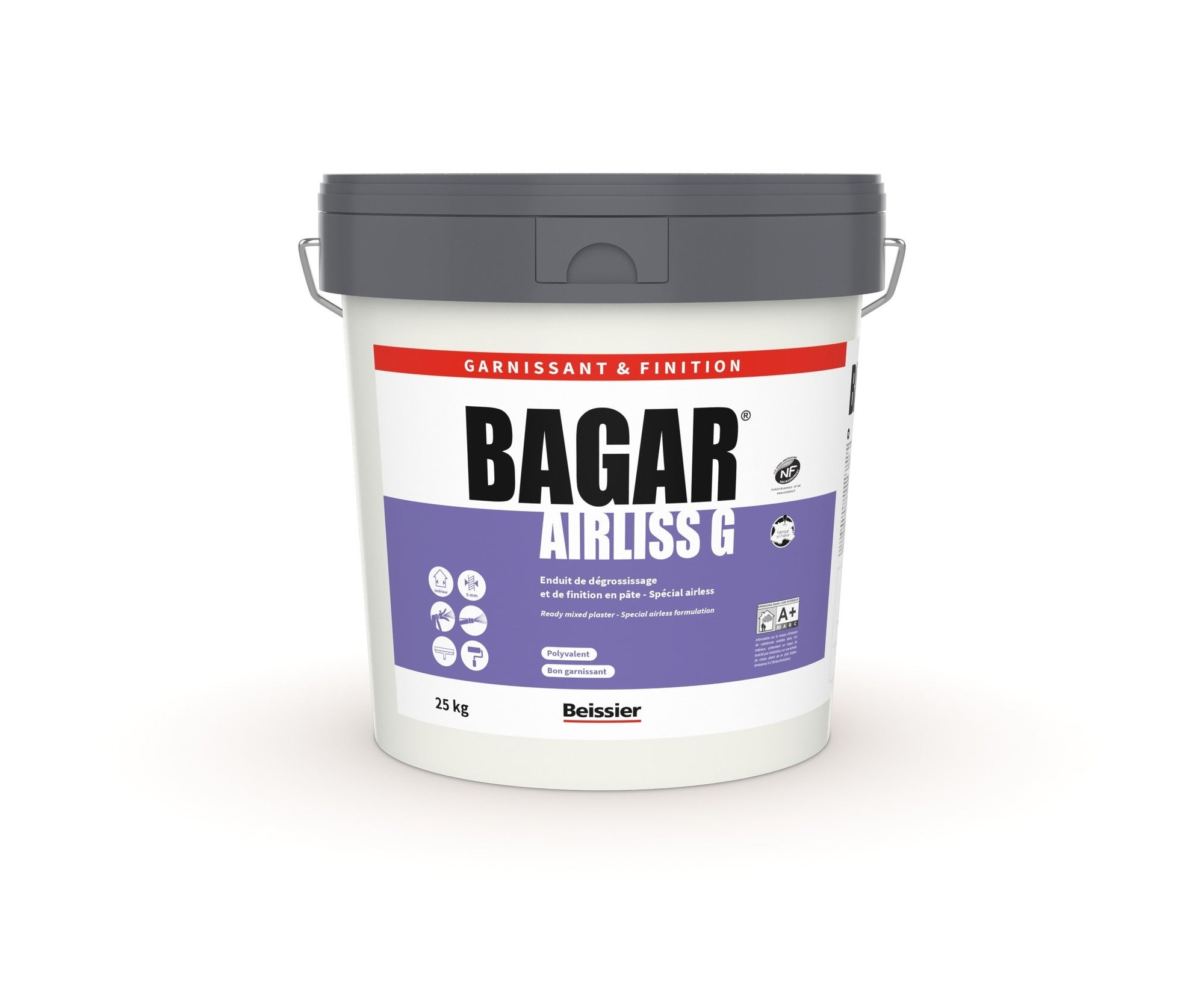 Enduit garnissant en pâte airless intérieur 25 kg - Airliss G BAGAR ...
