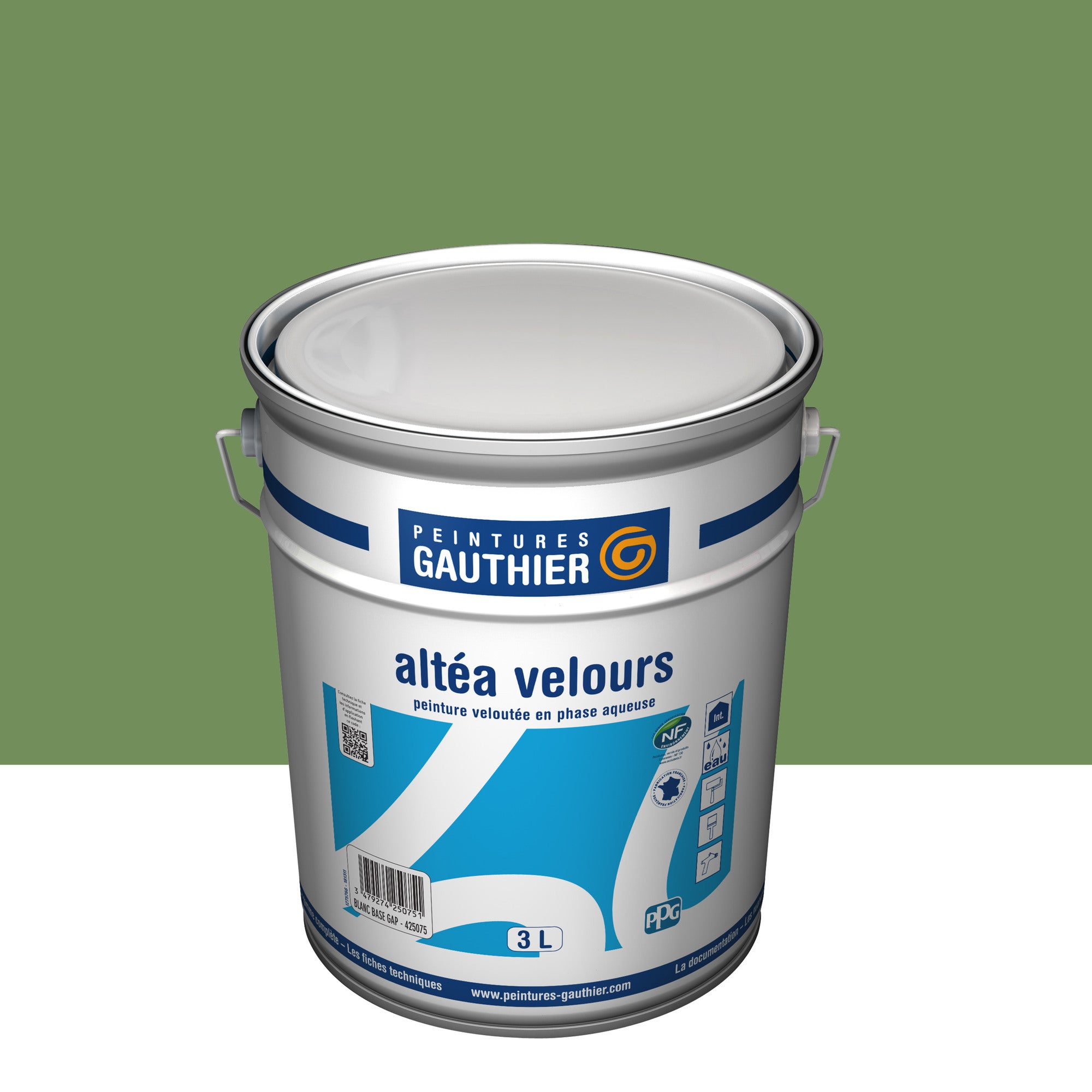 Peinture intérieure velours vert kermes teintée en machine 3 L Altea ...