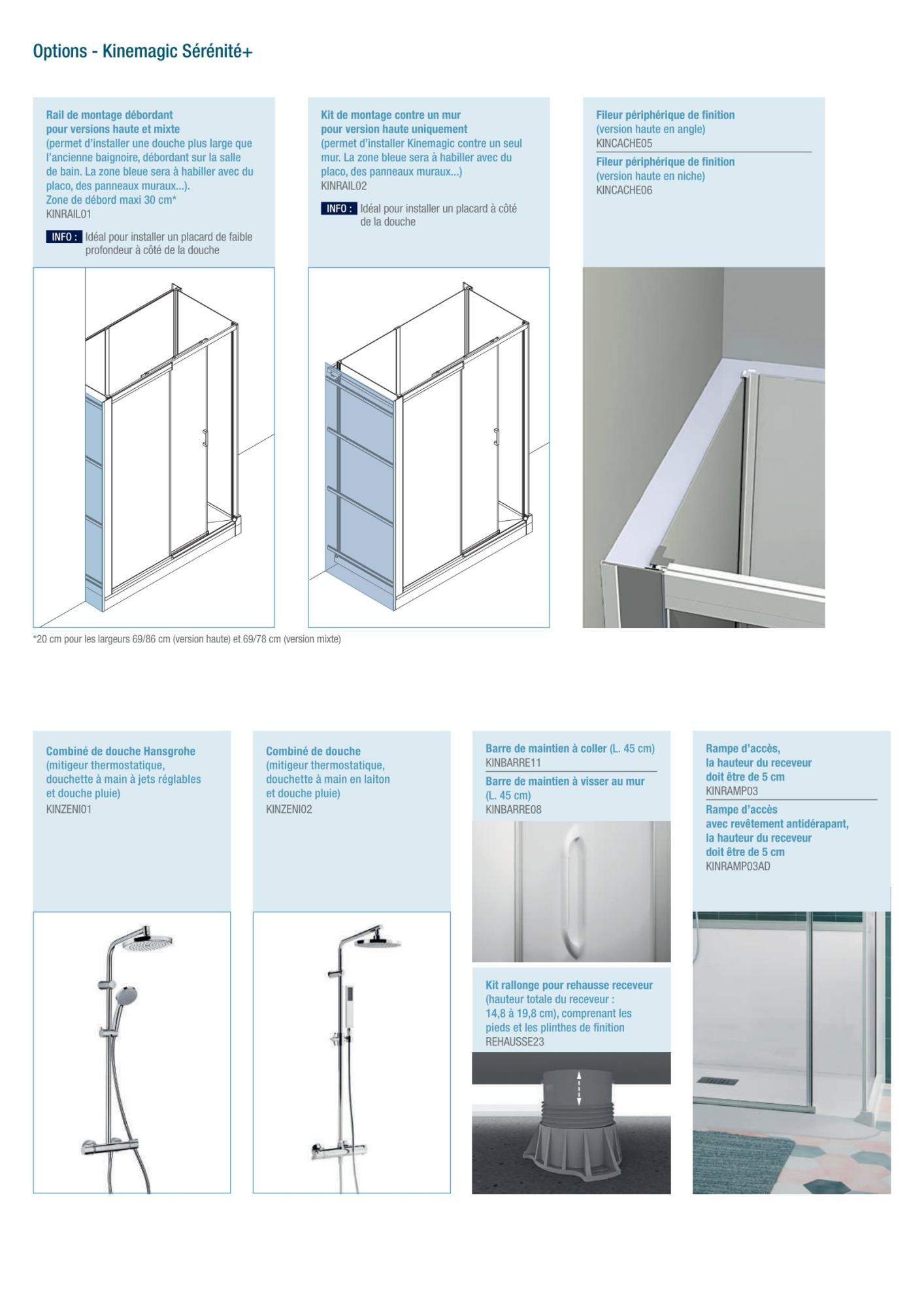 Cabine de douche en niche complète KINEMAGIC Sérénité PLUS 100x90 (B ...