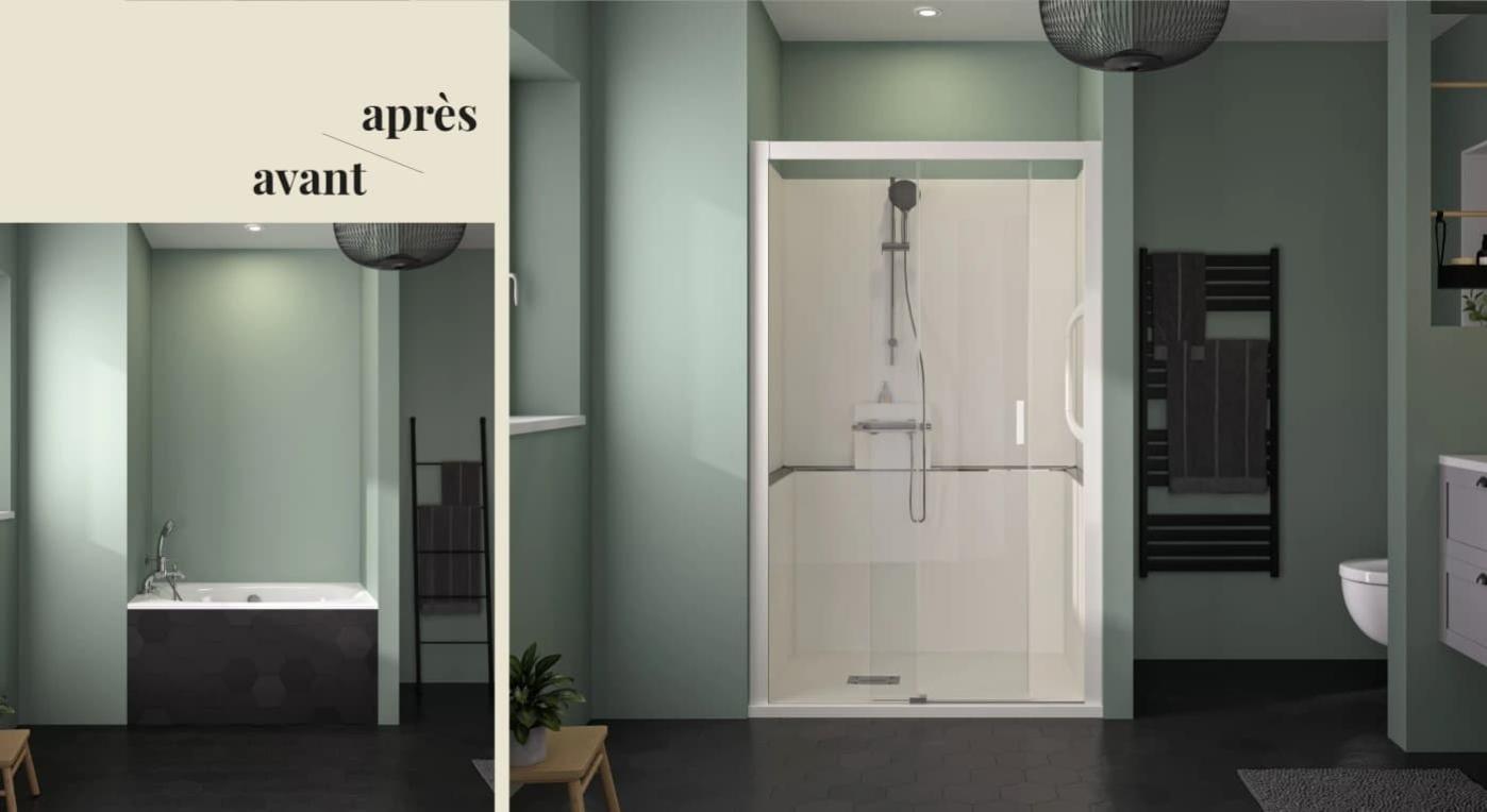 Cabine de douche en niche complète sécurisée KINEMAGIC Access 180x90 ...