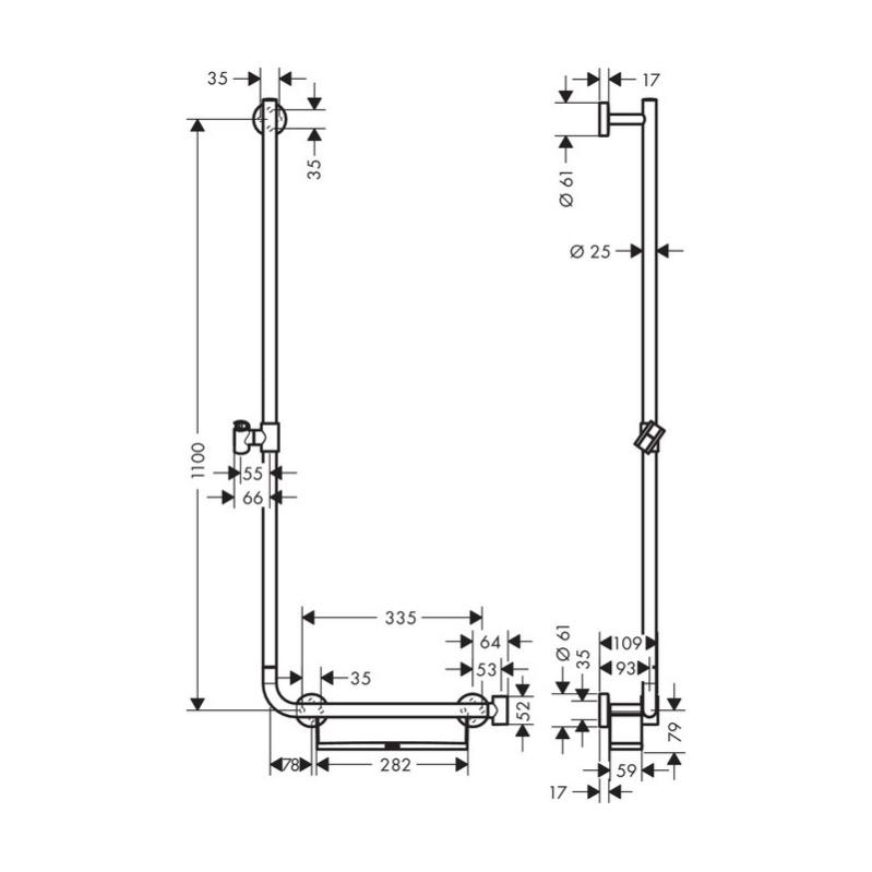 Hansgrohe Barre de douche Unica'Comfort 1,10m avec poignée à droite ...