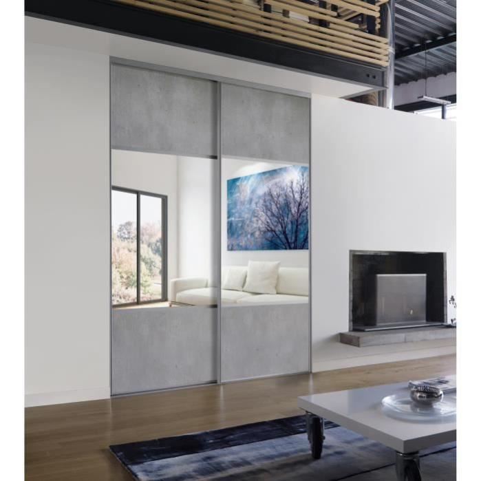 OPTIMUM Kit Portes de placard coulissantes - L180 cm x H250 cm - Décor ...