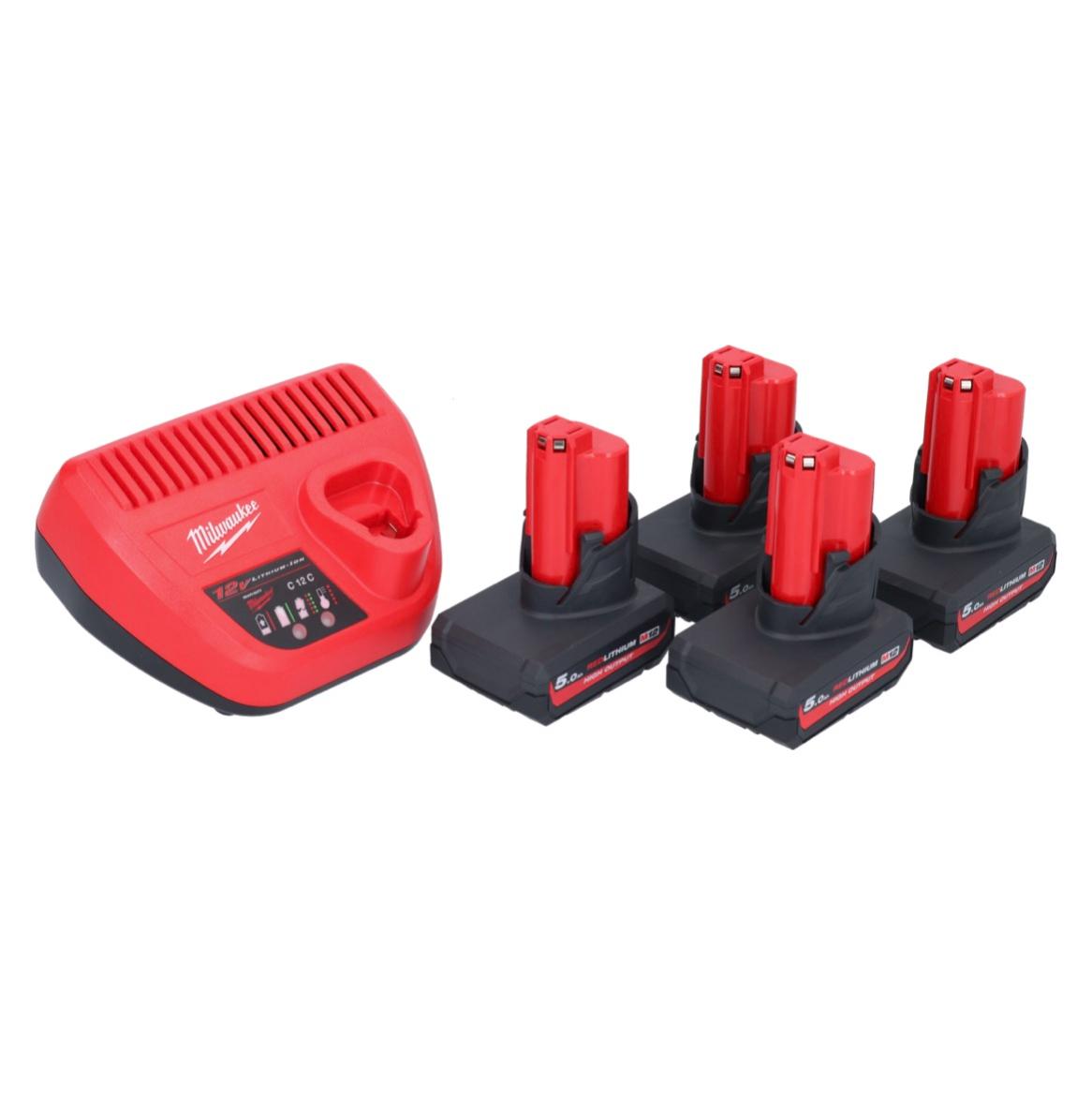 Milwaukee M12 HNRG-504 Batterie Starter Set 4x HB5 High Output 12 V 5,0 ...